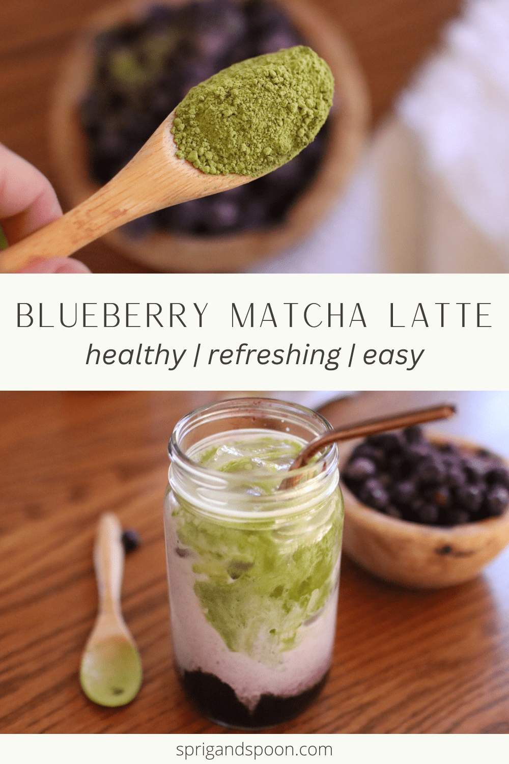 Creamy Blueberry Matcha Tea Latte: Hot or Iced | Sprig & Spoon