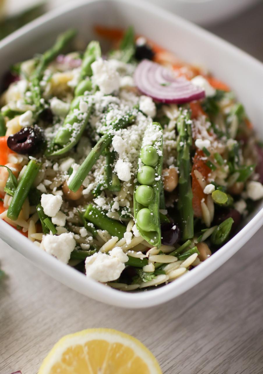Lemon Spring Orzo Pasta Salad with Feta and Asparagus | Sprig & Spoon