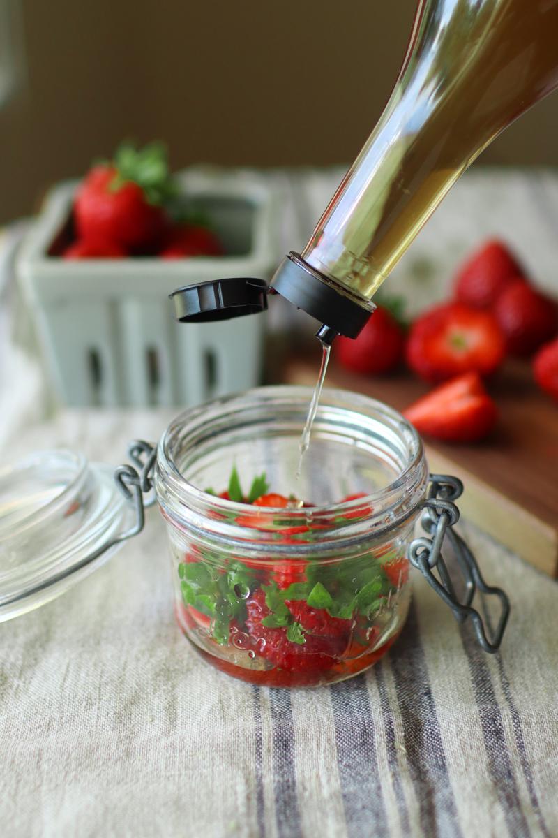 Easy Strawberry Top Vinegar: Recipe to Use Scraps | Sprig & Spoon