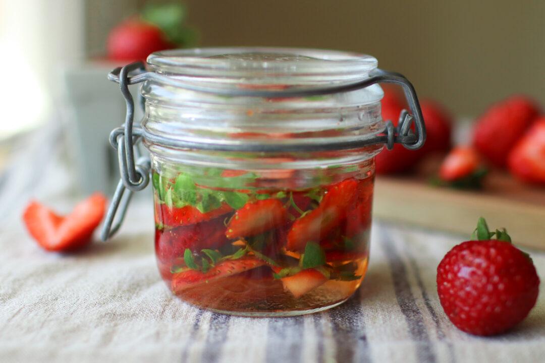 Easy Strawberry Top Vinegar: Recipe to Use Scraps | Sprig & Spoon